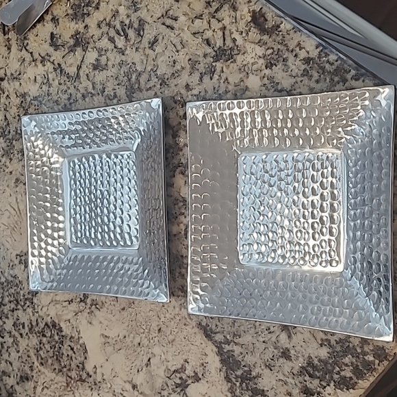 None | Dining | Pair Of Silver Hammered Small Trays | Poshmark